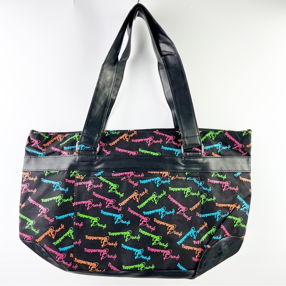 Tupperware | Bags | New Tupperware Tote Large Bag Black Multicolor Logo ...